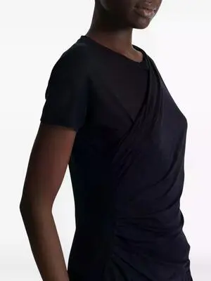 Balmain Draped Cotton Jersey T-shirt With Lion Head Buttons