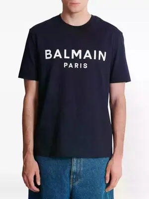 Balmain Printed Cotton T-shirt - Blue