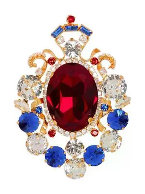 Balmain Crystal-embellished Brooch - Gold