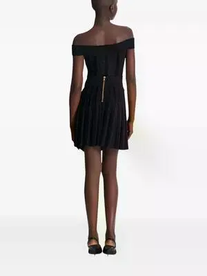 Balmain Pleated Glitter Knit Mini Skirt