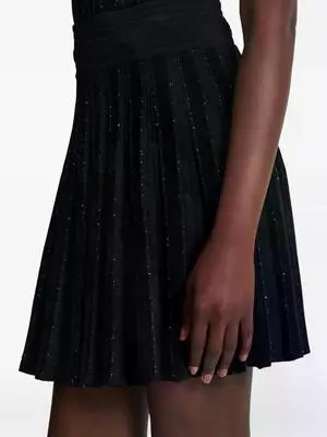 Balmain Pleated Glitter Knit Mini Skirt