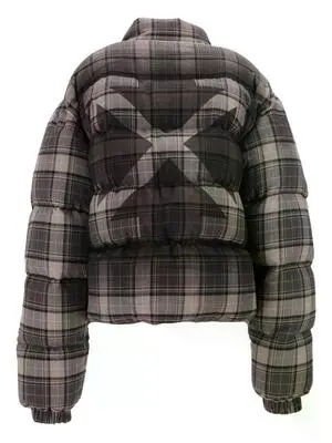 Off-White Spray Check Flannel Down Jacket - Grey
