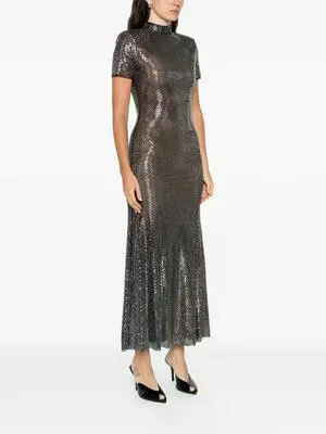 SELF-PORTRAIT Embellished Short-sleeve Midi Dress