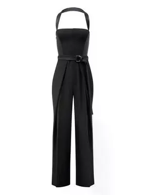 Manière De Voir Sabine Pleated Tailored Jumpsuit - Black