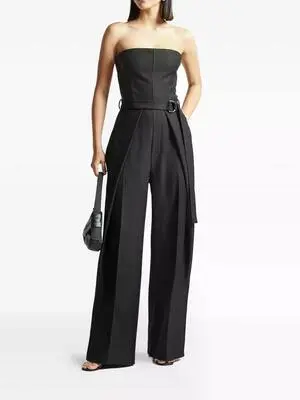 Manière De Voir Maniere De Voir Sabine Pleated Belted Tailored Jumpsuit