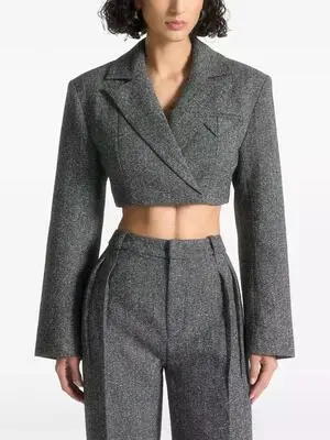 Manière De Voir Wide-shoulder Cropped Blazer