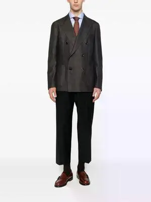 Tagliatore Douuble-breasted Patch-pocket Blazer - Brown