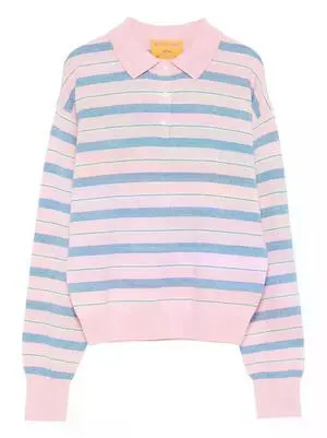 Guest In Residence Striped Polo Top - Pink