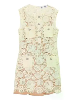 SELF-PORTRAIT Embellished Lace Mini Dress With Pockets
