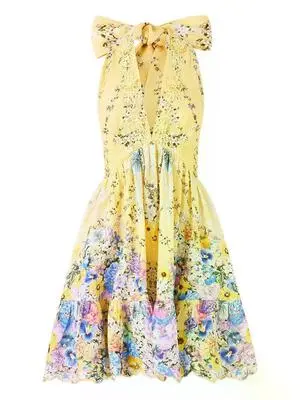 Camilla Mini Dress With Ruffle Hem - Yellow
