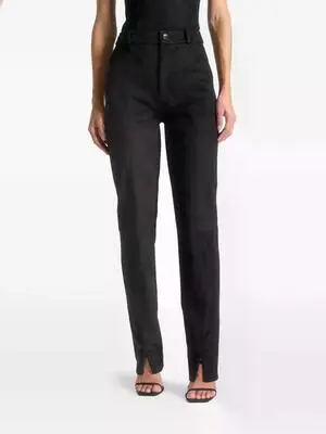 Manière De Voir Faux Suede Straight-leg Trousers With Split Hem