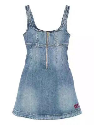 SELF-PORTRAIT Denim Zip Mini Dress - Blue