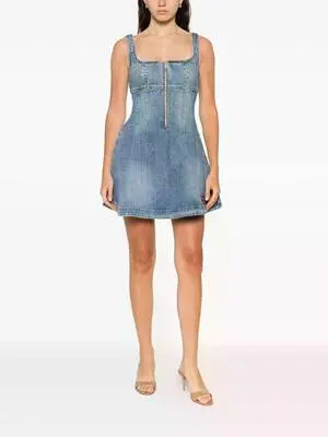 SELF-PORTRAIT Denim Zip Mini Dress