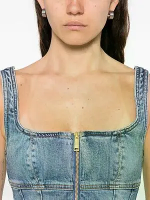 SELF-PORTRAIT Denim Zip Mini Dress
