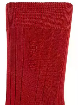 Versace Ribbed Cotton Socks With Logo Embroidery