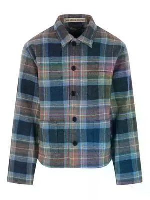 META CAMPANIA COLLECTIVE Check Wool Jacket - Blue