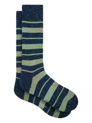Paul Smith Striped Cotton Ankle Socks - Blue