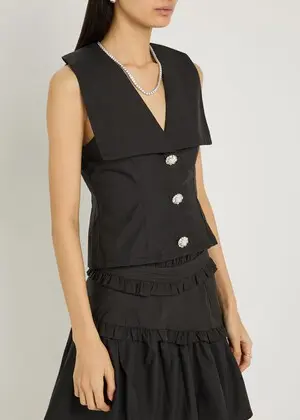SISTER JANE Birdie Collared Poplin Vest