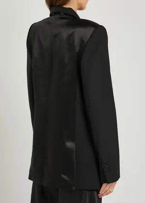 Maria Mcmanus Draped Double-breasted Wool Blazer - Black
