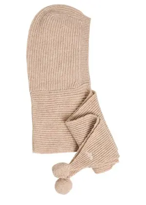 DAMSON MADDER Knit Hood With Pom-poms
