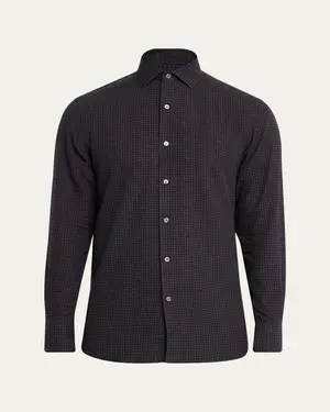 Zegna Cotton And Cashmere Check Button-down Shirt