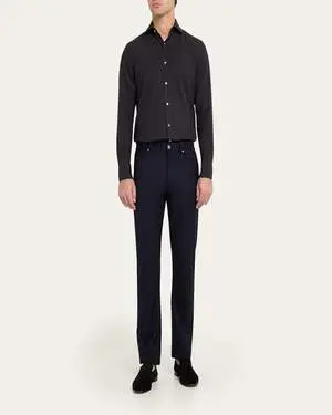 Zegna Cotton And Cashmere Check Button-down Shirt