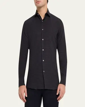 Zegna Cotton And Cashmere Check Button-down Shirt