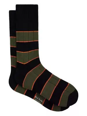 Paul Smith Striped Cotton Socks Black