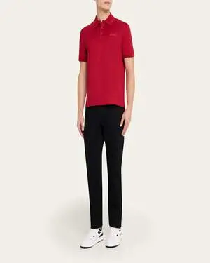 Givenchy Grosgrain Label Pique Polo Shirt - Dark Red