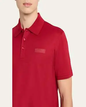 Givenchy Grosgrain Label Pique Polo Shirt - Dark Red