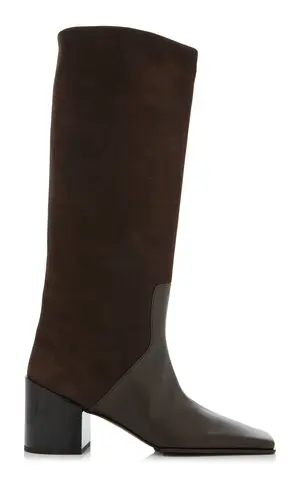 Alaïa Square Toe Knee High Boots - Brown