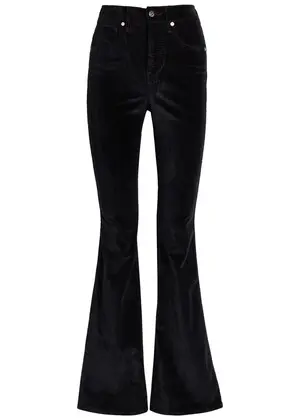 Veronica Beard Beverly Skinny Flared-leg Velvet Jeans - Black