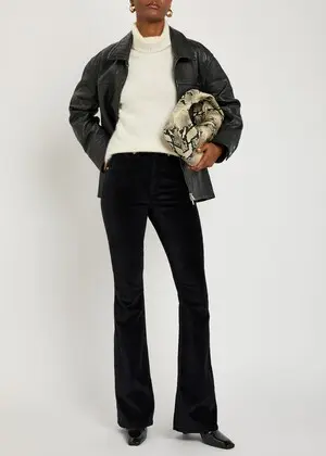 Veronica Beard Beverly Skinny Flared-leg Velvet Jeans - Black