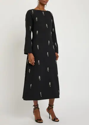 Simkhai Coretta Embellished Crepe Midi Dress