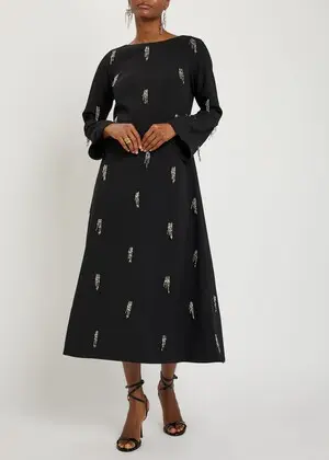 Simkhai Coretta Embellished Crepe Midi Dress