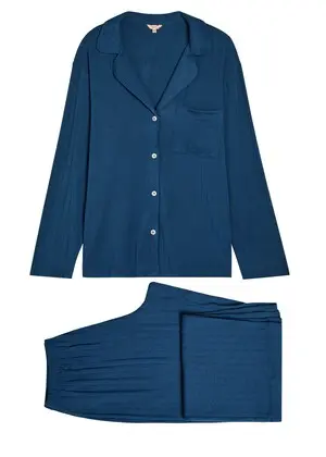 Eberjey Gisele Ribbed Jersey Pyjama Set - Navy