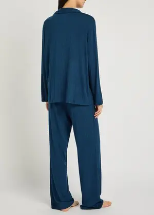 Eberjey Gisele Ribbed Jersey Pyjama Set - Navy