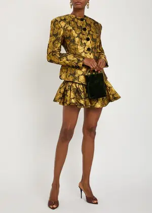 Ronny Kobo Metallic Floral-jacquard Woven Blazer