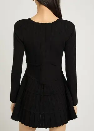 LoveShackFancy Pointelle Knit Mini Dress - Black