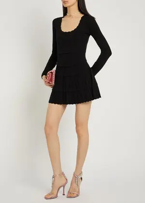 LoveShackFancy Pointelle Knit Mini Dress - Black