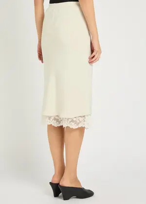 Maria Mcmanus Lace-hem Satin-twill Midi Skirt