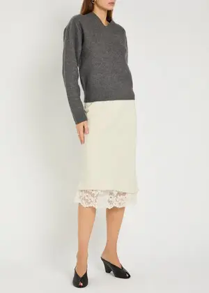 Maria Mcmanus Lace-hem Satin-twill Midi Skirt