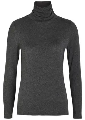 Eileen Fisher Turtle-neck Jersey Top - Charcoal
