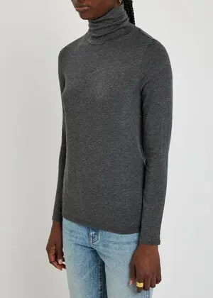 Eileen Fisher Turtle-neck Jersey Top - Charcoal