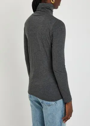 Eileen Fisher Turtle-neck Jersey Top - Charcoal