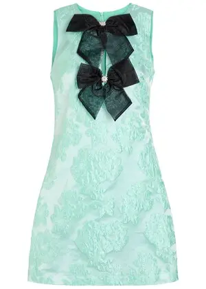 SISTER JANE Bow-appliquéd Cloqué Mini Dress