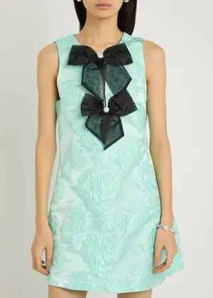 SISTER JANE Bow-appliquéd Cloqué Mini Dress