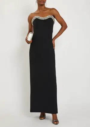 Simkhai Riona Embellished Strapless Crepe Gown - Black