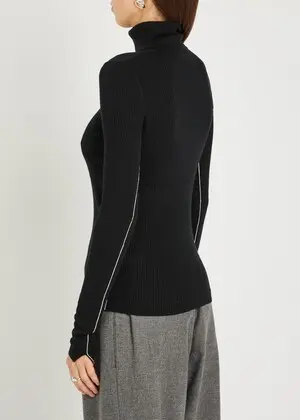 Maria Mcmanus Ribbed Merino Wool Turtleneck Top