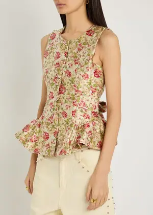 SISTER JANE Floral-jacquard Woven Top